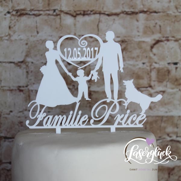 Cake Topper Familie mit Junge im Herz - laserglueck.de