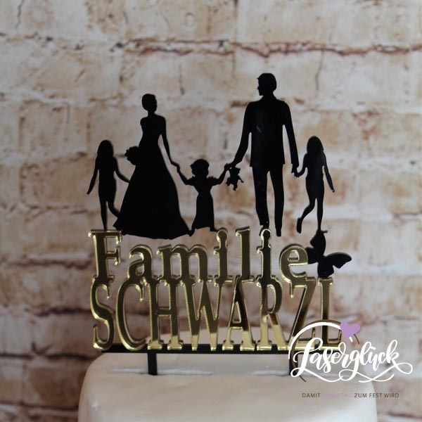 Cake Topper Familie mit 3 Mädchen